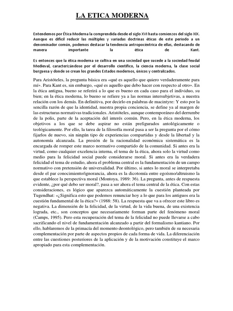 Etica Moderna | PDF | Immanuel Kant | Aristóteles