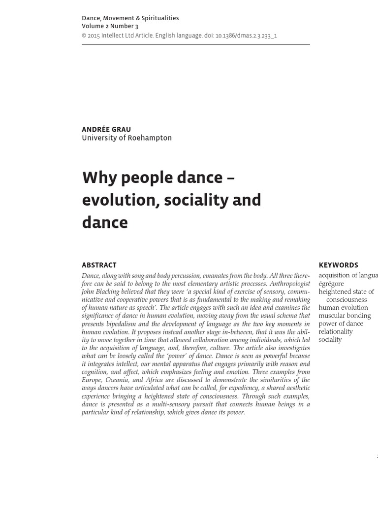 Andree Grau Why People Dance - 2016 | PDF | Human | Dances