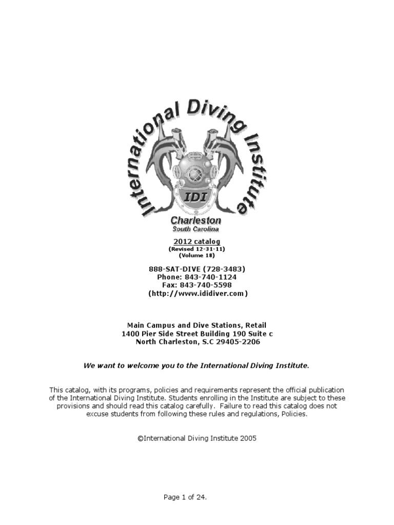 2012 Catalog: We Want To Welcome You To The International Diving ...