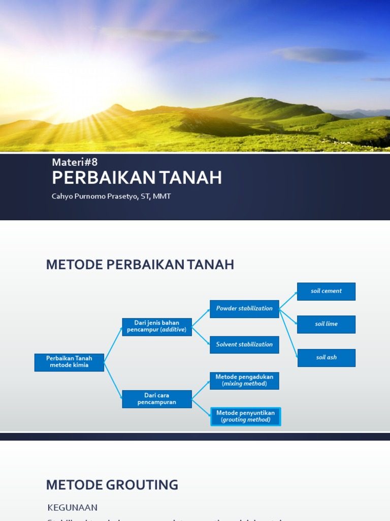 Materi#6 - Perbaikan Tanah Metode Grouting (Pert.10) | PDF