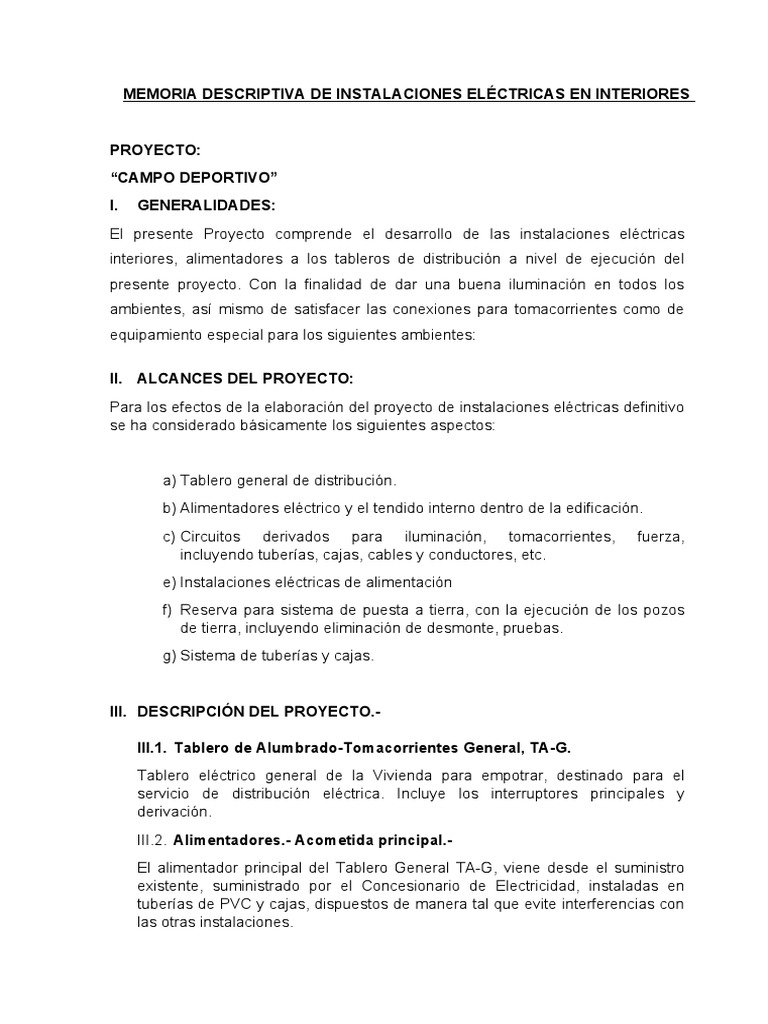 Memoria Descriptiva Electricas Bbva | PDF | Ingenieria Eléctrica | Electricidad