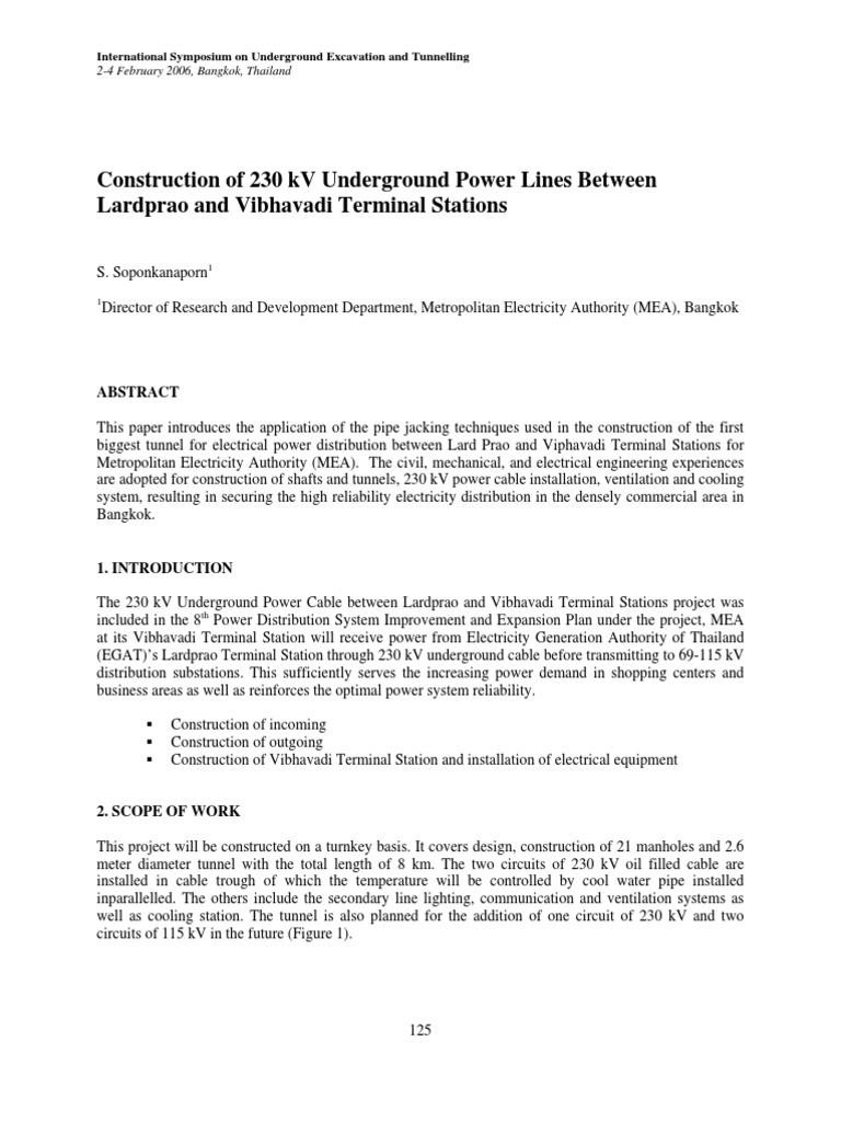 230 kV Underground Cable Construction | PDF | Tunnel | Ventilation ...