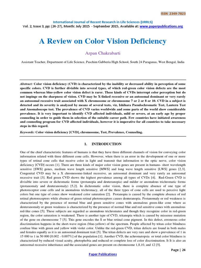 A Review On Color Vision Deficiency-408 | PDF | Graphic Design | Vision