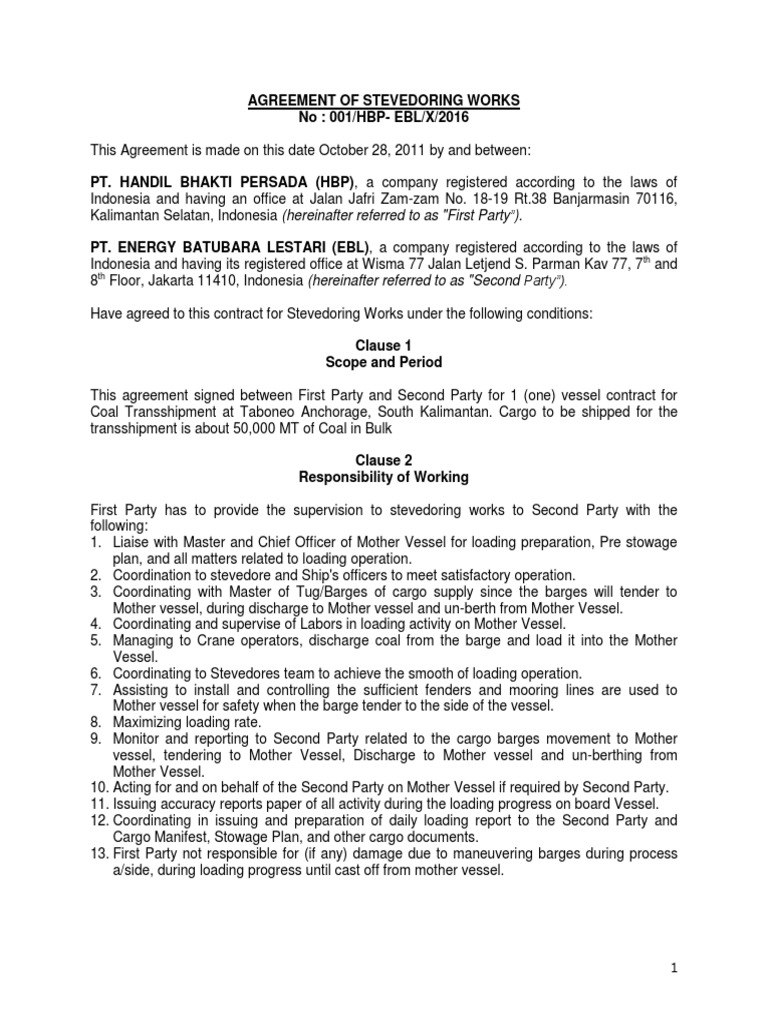 001 Mv. Evangelia M 50.000 MT at Taboneo Anchorage - Draft Stevedore ...