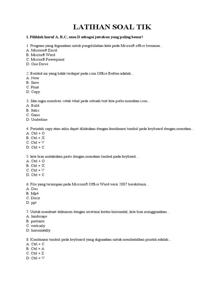 Latihan Soal Tik | PDF