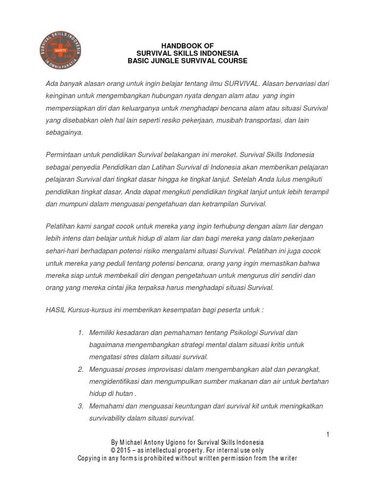 Materi SSI Basic Survival Course Small | PDF