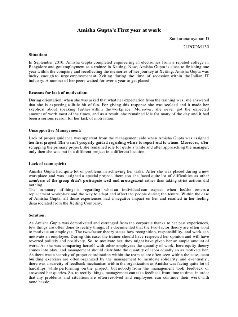 21PGDM130 - Amish Gupta Case | PDF | Motivation | Motivational