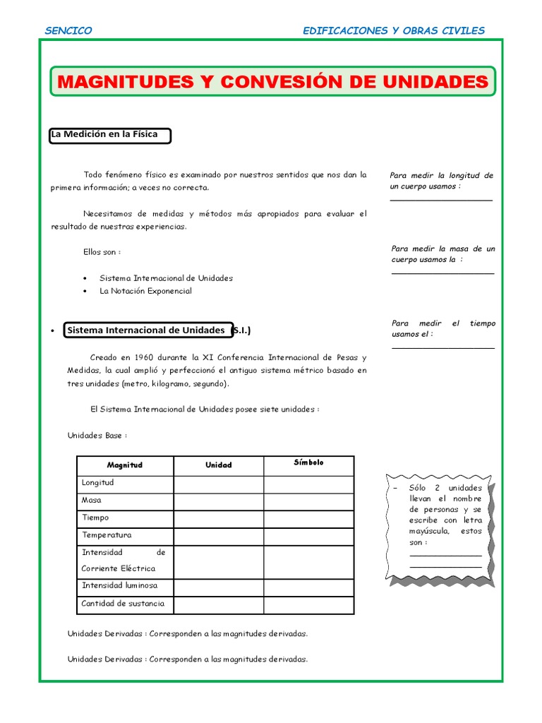 Ejercicios de Magnitudes y Conversiones | PDF | Sistema Internacional de Unidades | Cantidad