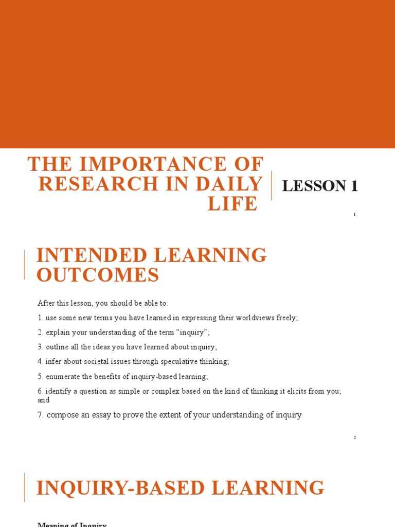 Importance of Inquiry in Daily Life | PDF | Inquiry Based Learning ...