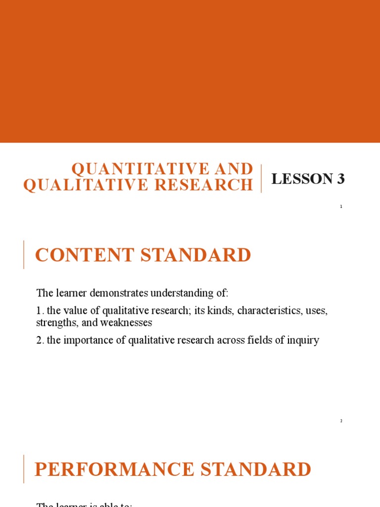 Chapter 1 Lesson 3 - Quantitative and Qualitative Research | PDF ...