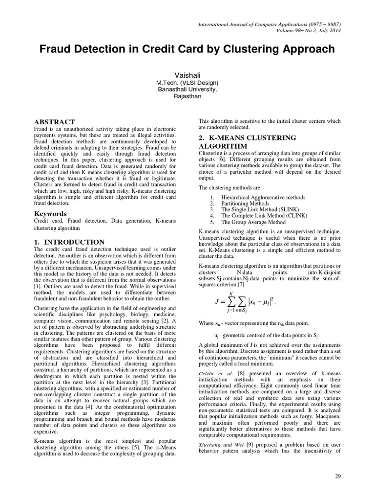 Fraud Detection in Credit Card by Clustering Approach: 2. K-Means ...
