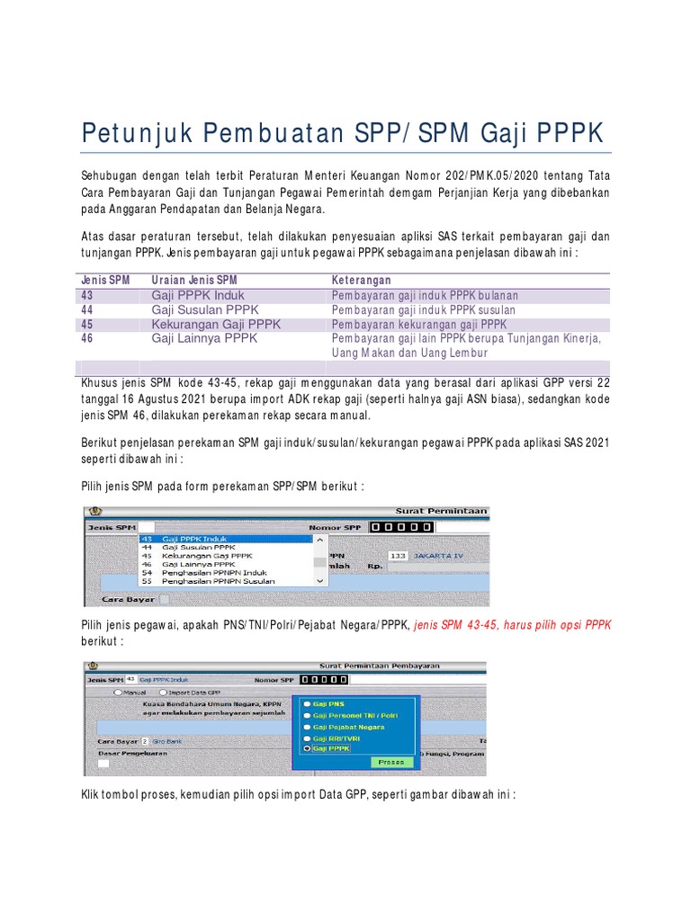 Petunjuk Pembuatan SPM PPPK 2021 | PDF
