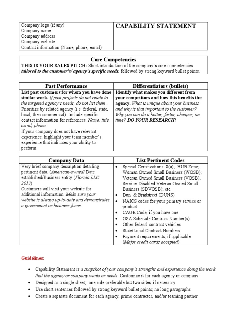 Core Competencies: Capability Statement | PDF | Business | Information ...