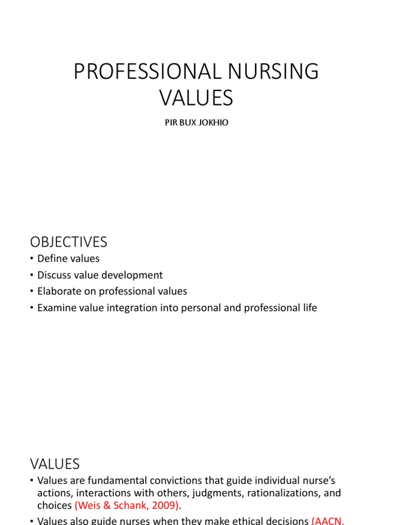 Core Professional Values in Nursing | PDF | Value (Ethics) | Nursing