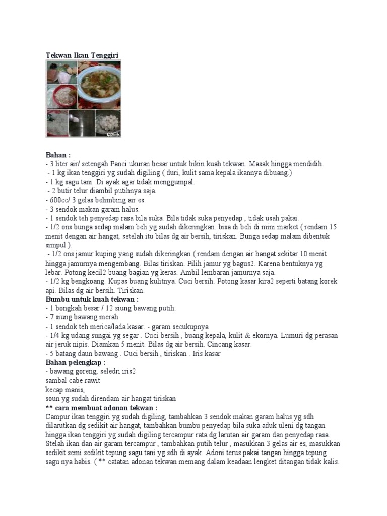 Resep Tekwan Ikan Tenggiri | PDF