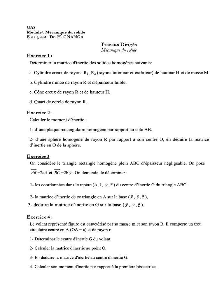 TD Mecanique Du Solide-Der | PDF