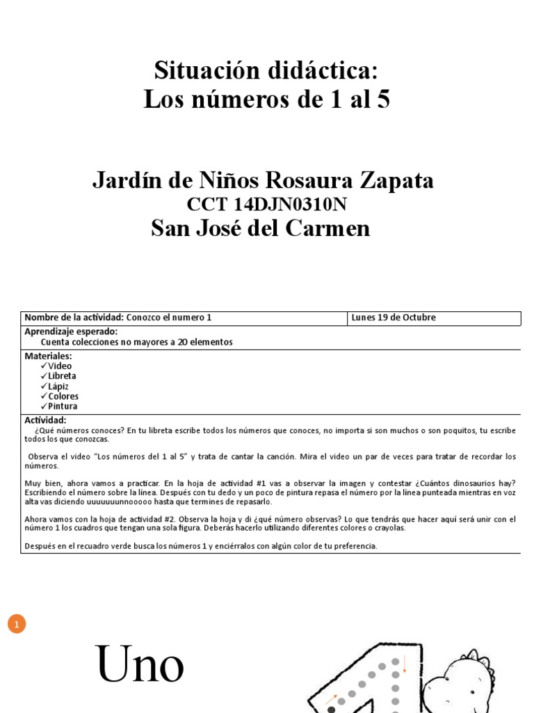 Semana 5 - Los Números Del 1 Al 5 | PDF
