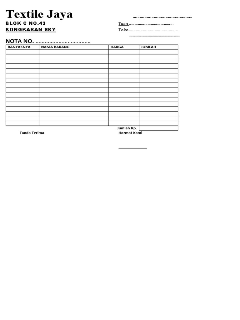 Nota Beli Textile Jaya | PDF