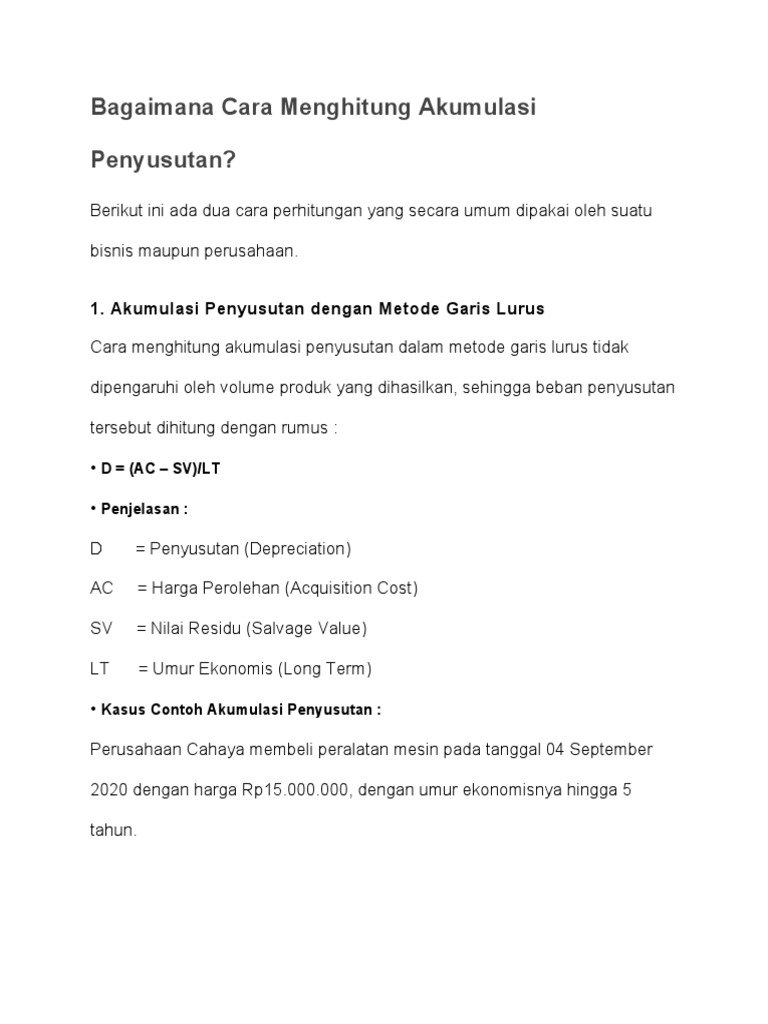 Cara Menghitung Akumulasi Penyusutan | PDF