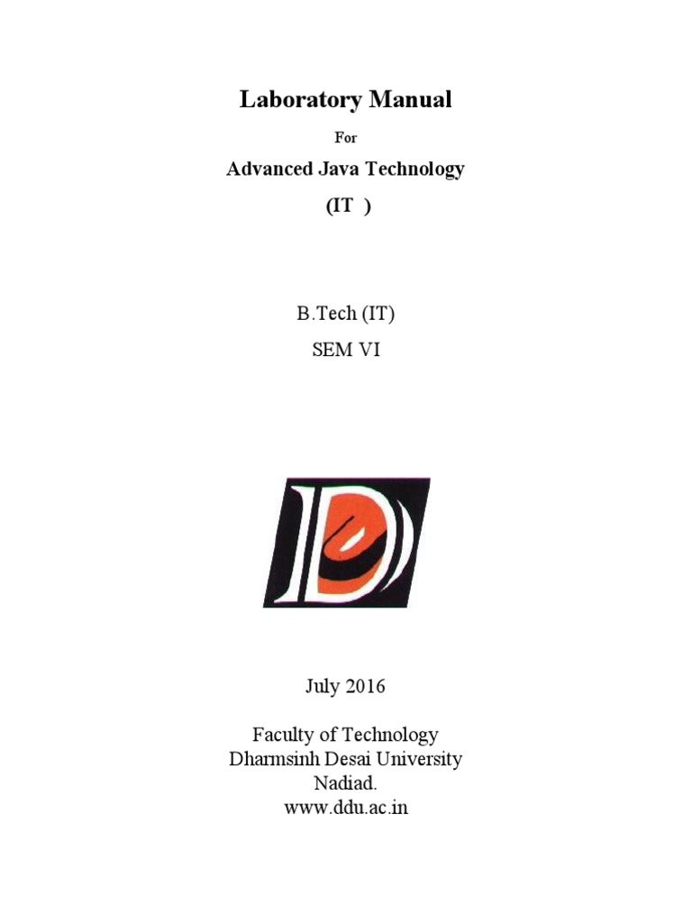 Laboratory Manual: Advanced Java Technology (IT) | PDF | Java ...