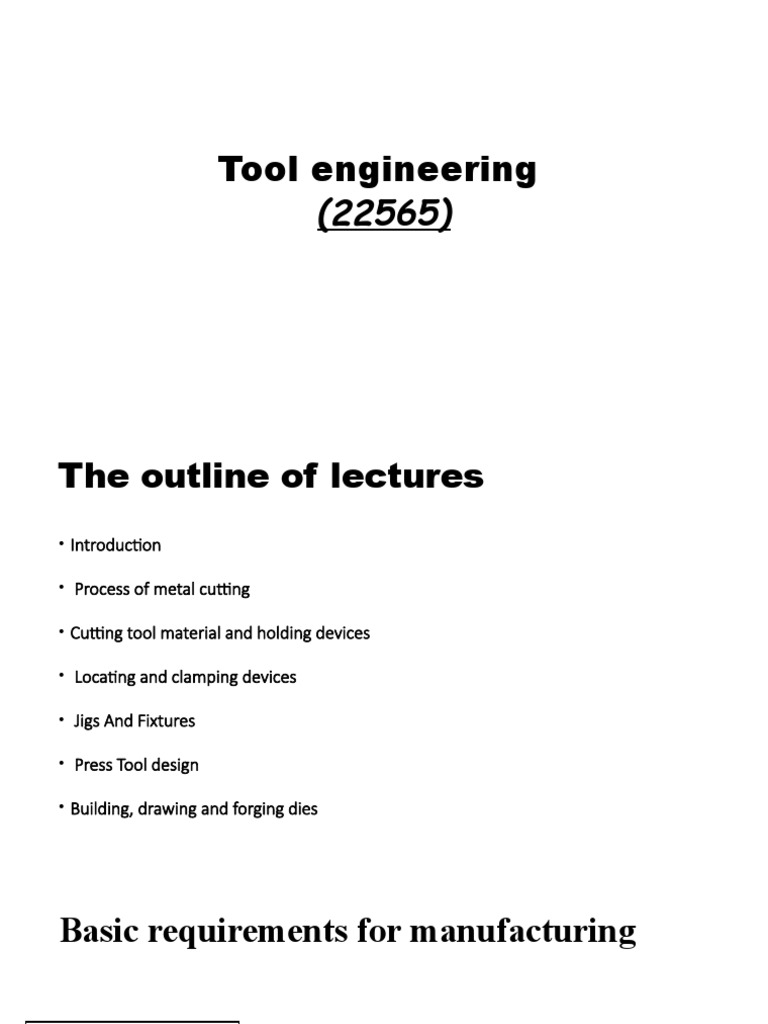 Basics of Tool Engineering | PDF | Engineering | Design