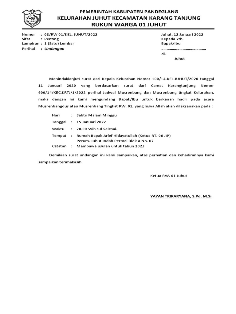 Daftar Usulan Musrenbang | PDF