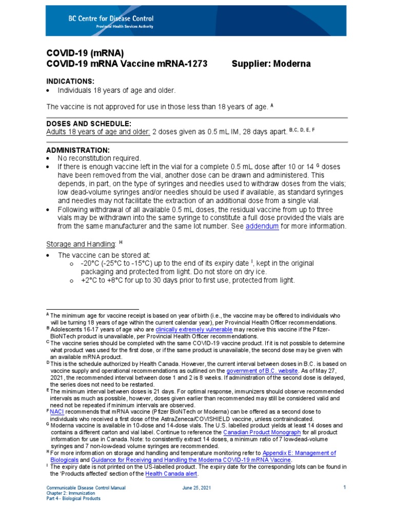COVID-19 MRNA Vaccine MRNA-1273 Moderna | PDF | Vaccines | Vaccination