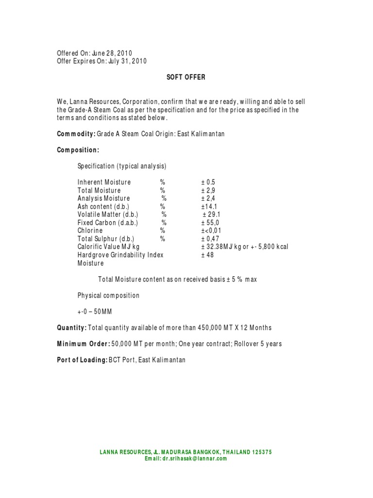 Soft Offer - Contoh | PDF | Business Law | Economies