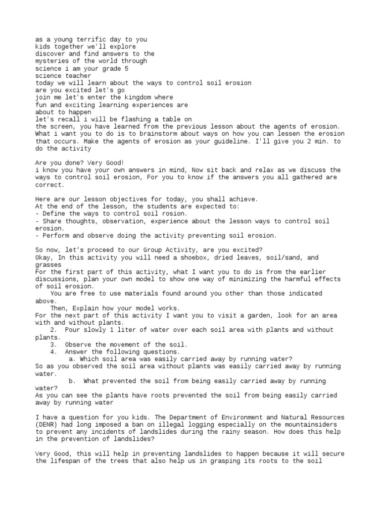 Science Script | PDF | Soil | Erosion