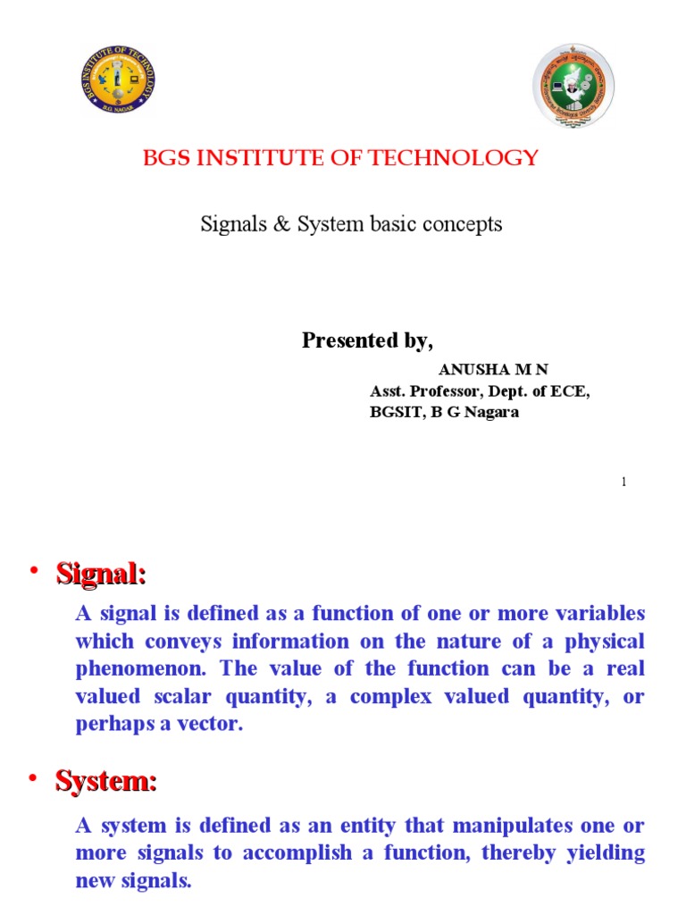 Bgs Institute of Technology: Signals & System Basic Concepts | PDF | Discrete Time And ...