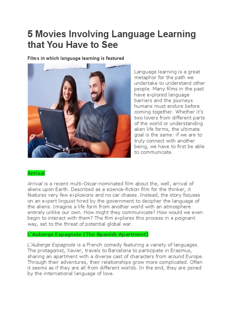 5 Movies Involving Language Learning That You Have To See | PDF ...