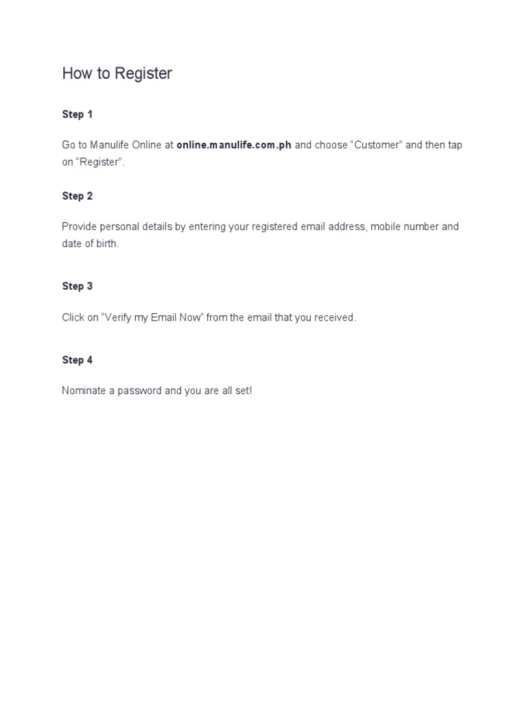 How To Register Manulife Online | PDF | Career & Growth