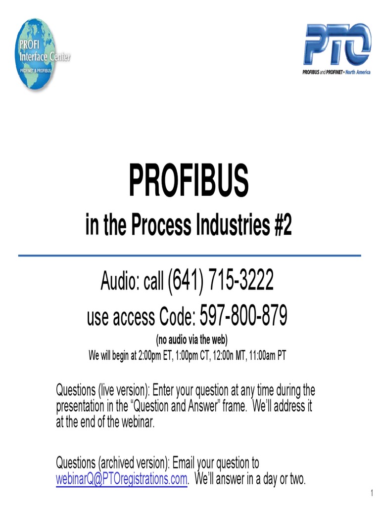 Profibus: in The Process Industries #2 | PDF | Physical Layer Protocols ...
