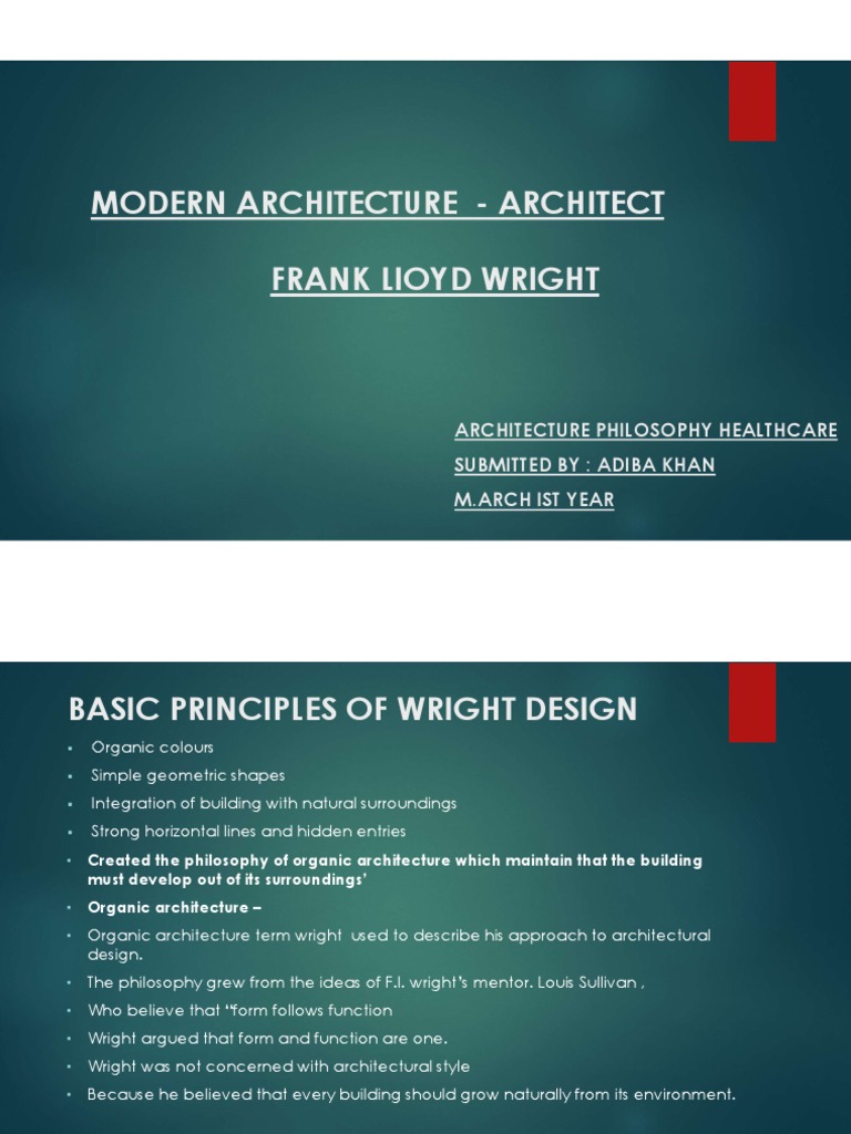 Architect - F.l.wright Assignment | PDF | Architectural Design ...