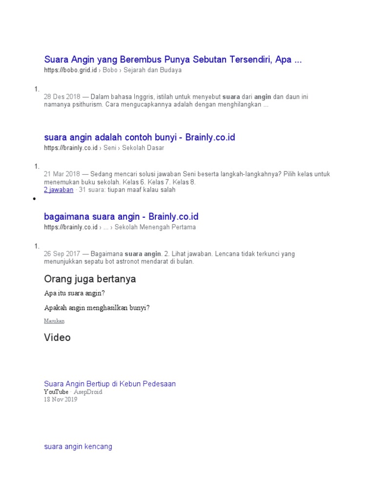 Suara Angin Yang Berembus Punya Sebutan Tersendiri, Apa ... : Orang ...