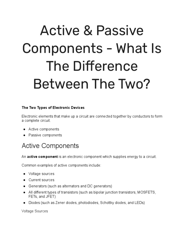 Active and Passive Components | PDF | Passivity (Engineering) | Electronic Component