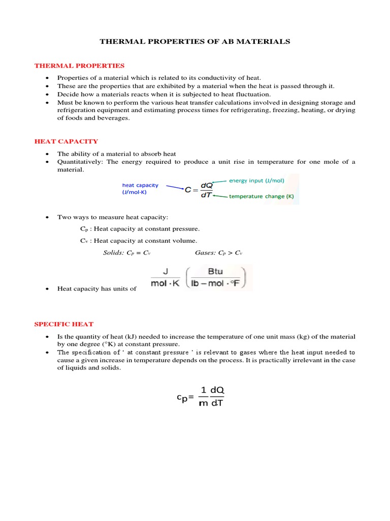 Thermal Properties of Ab Materials | PDF | Heat Transfer | Heat
