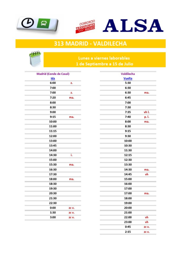 Horarios 313 | PDF