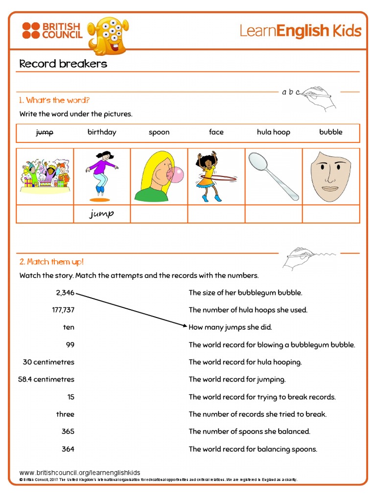 Short Stories Record Breakers Worksheet | PDF