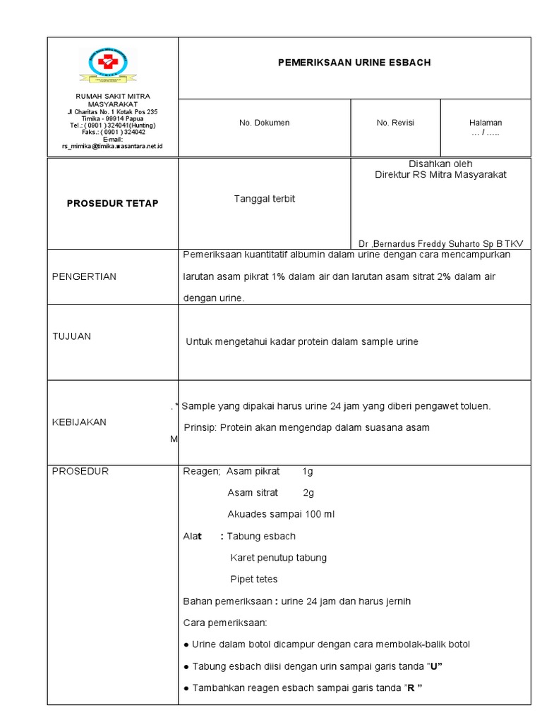 Pemeriksaan Urine Esbach | PDF