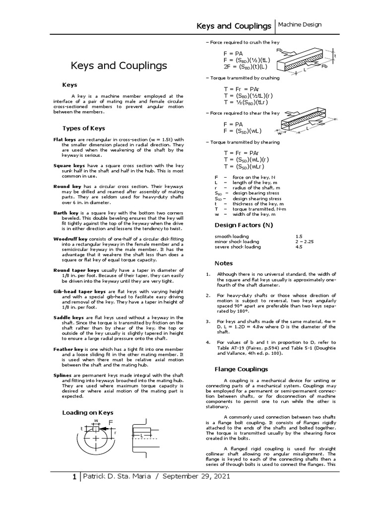 Keys and Couplings | PDF | Mechanical Engineering | Mechanics