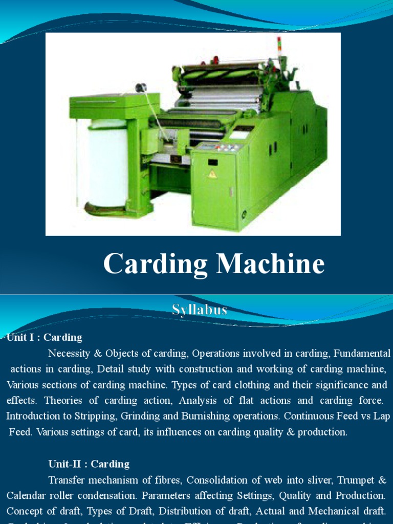 Carding 160805120542 | PDF | Wire | Spinning (Textiles)