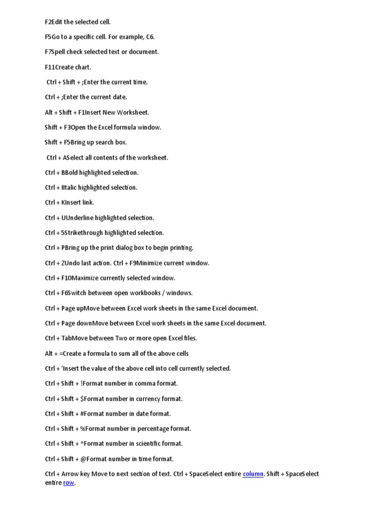 Essential Excel Keyboard Shortcuts | PDF | Teaching Methods & Materials ...