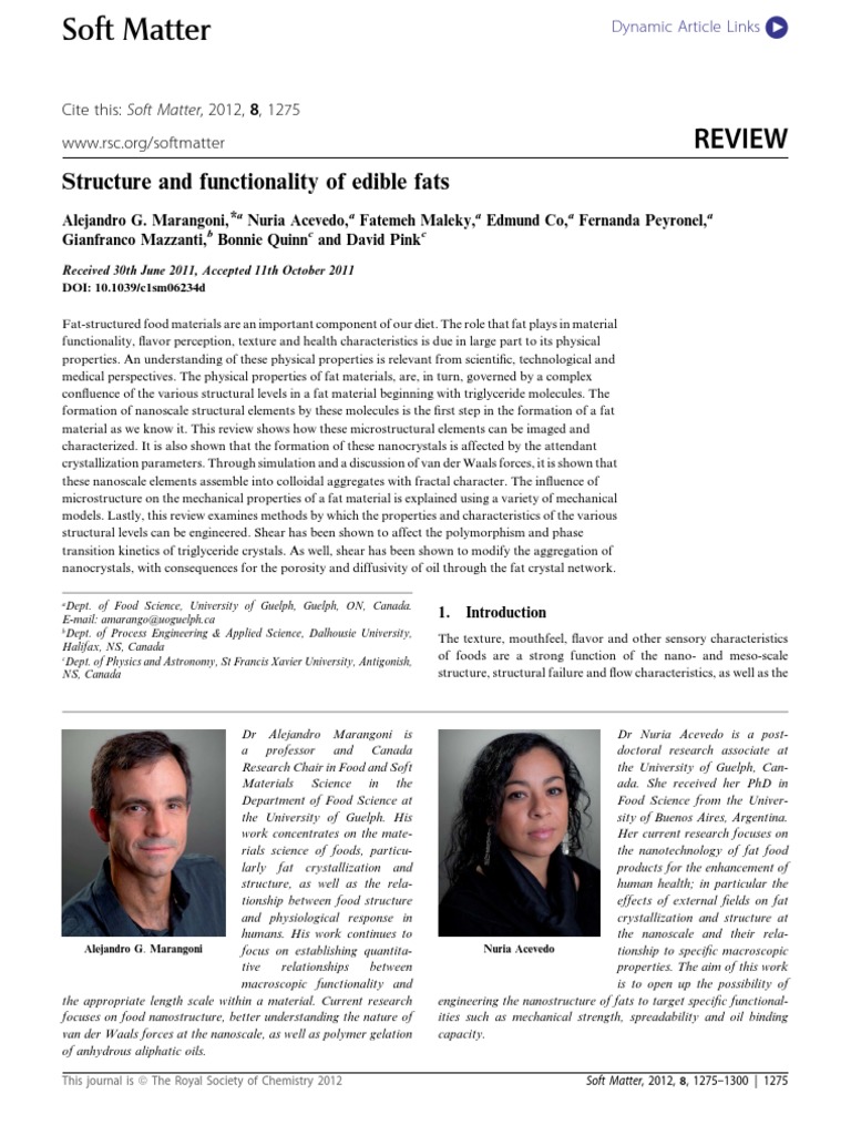 Structure & Functionality of Edible Fats | PDF | Fat | Crystal