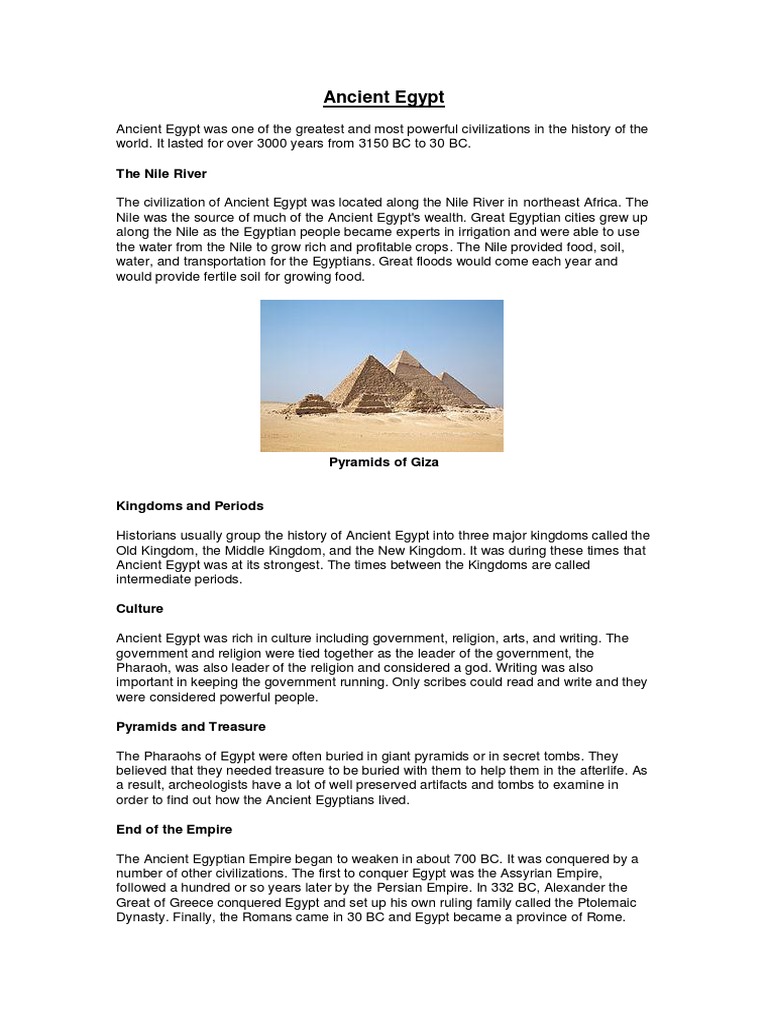 Ancient Egypt: The Nile River | PDF | Ancient Egypt | Ancient History
