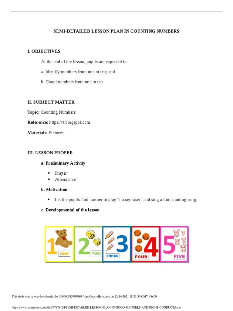 At The End of The Lesson, Pupils Are Expected To: A. Identify Numbers ...
