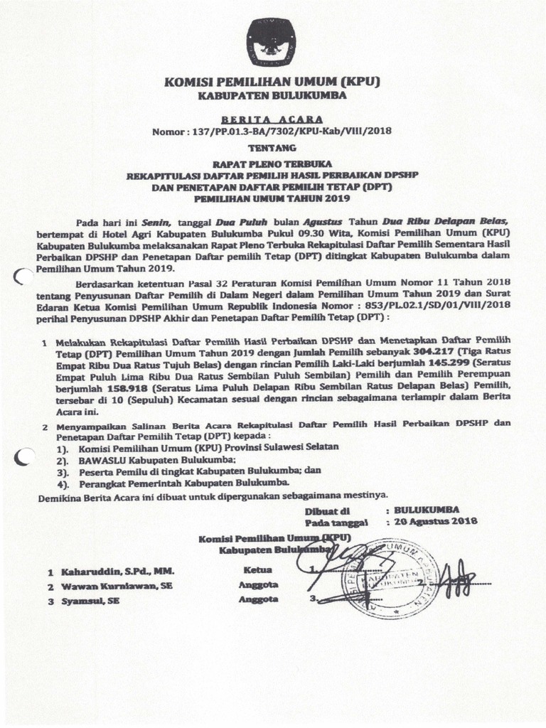 Pemilu 2019 - DPT | PDF