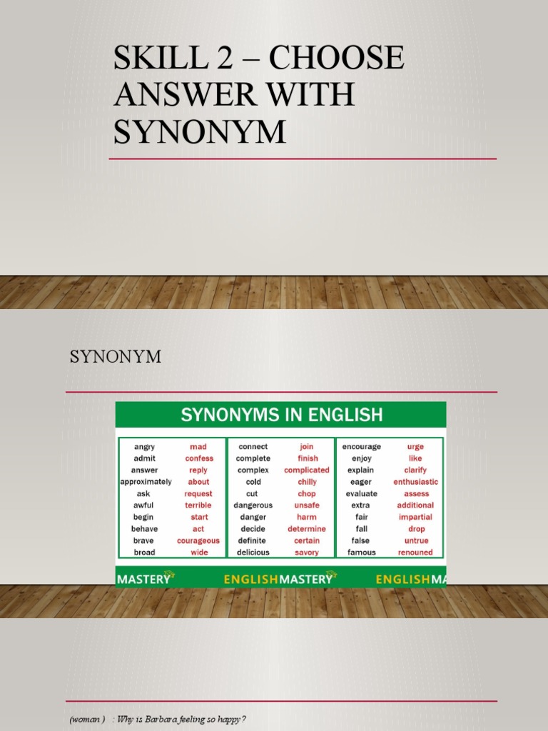 Skill 2 - Choose Answer With Synonym | PDF