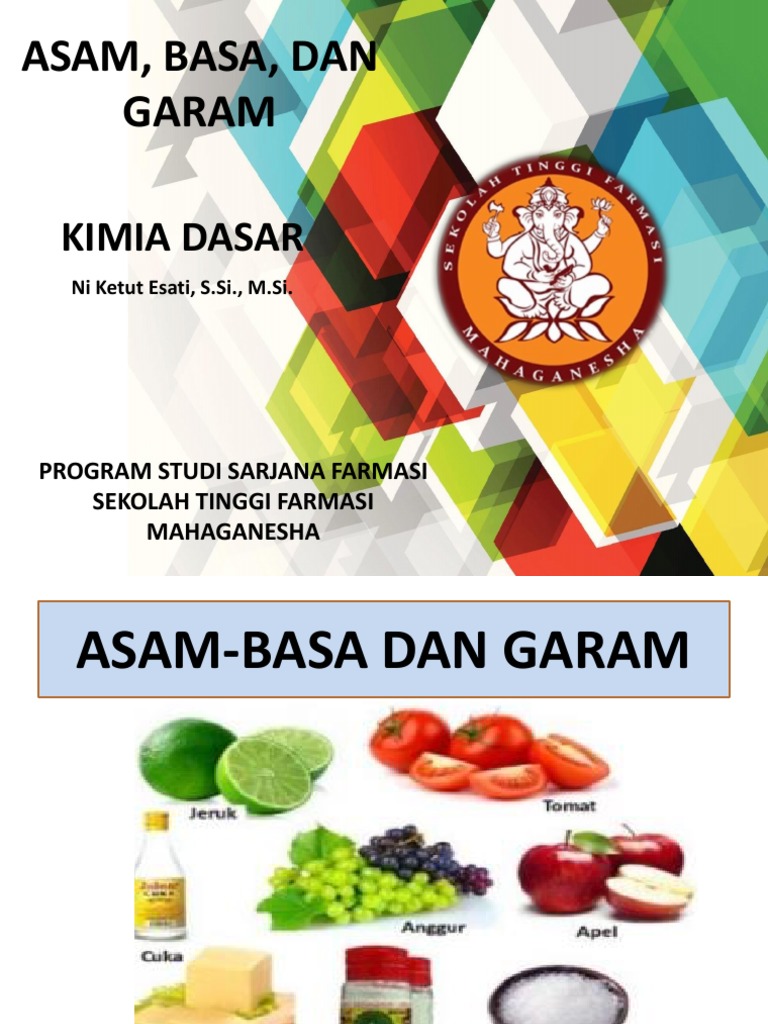 Asam, Basa, dan Garam dalam Kimia Dasar | PDF