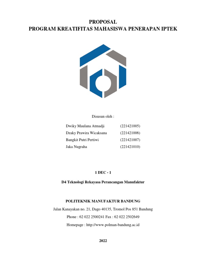 Proposal Program Kreatifitas Mahasiswa Penerapan Iptek: 1 DEC - 1 D4 ...